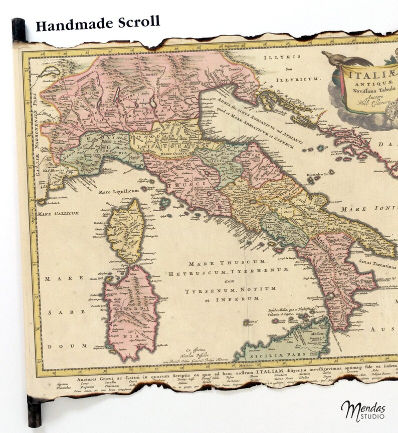 18th Century Map of Ancient Italy, Old Map of Italy, Italiae Antiquae ...