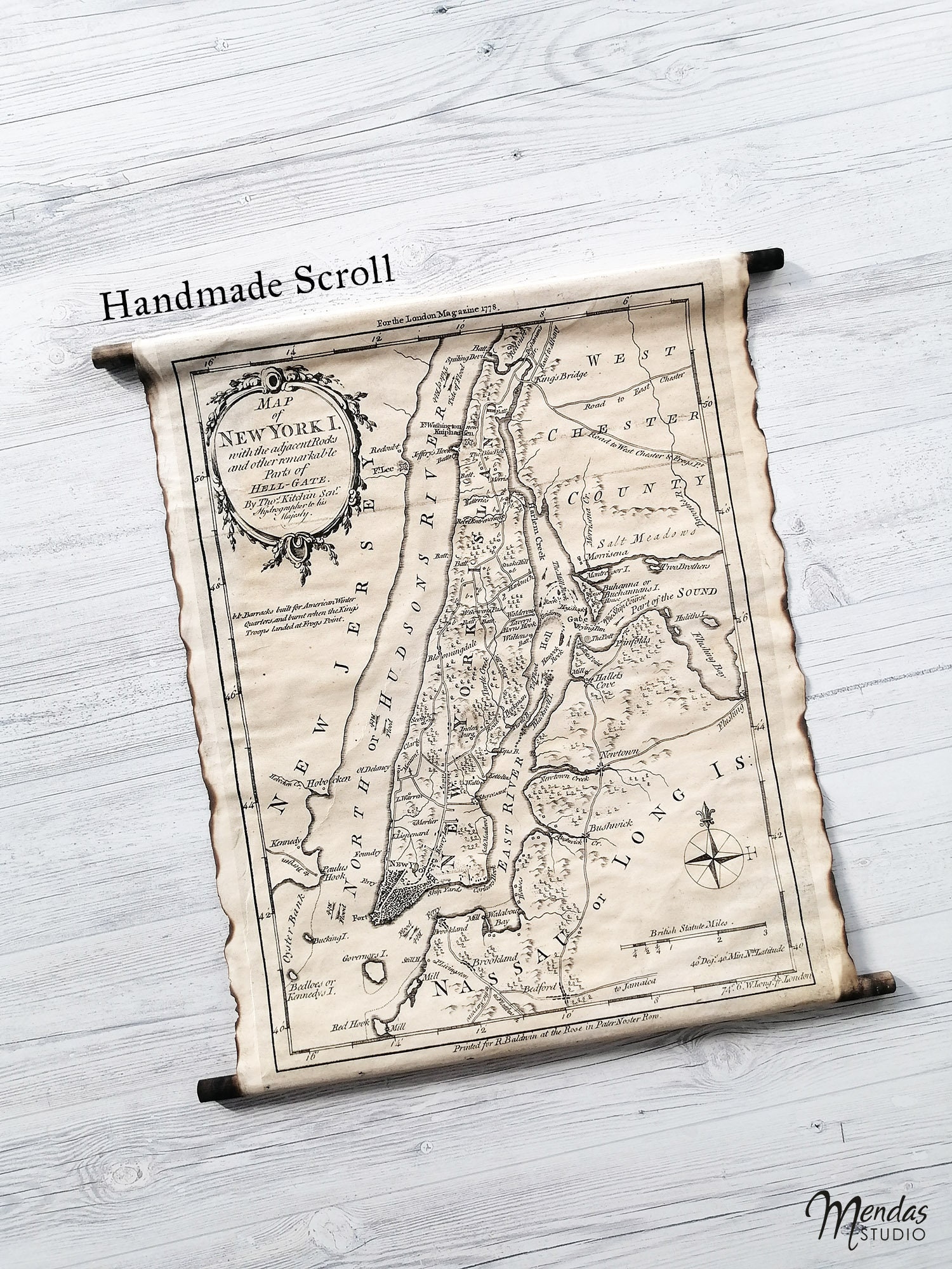 NEW YORK Old Map 1778 Scroll Poster, Revolutionary War-era Map of ...