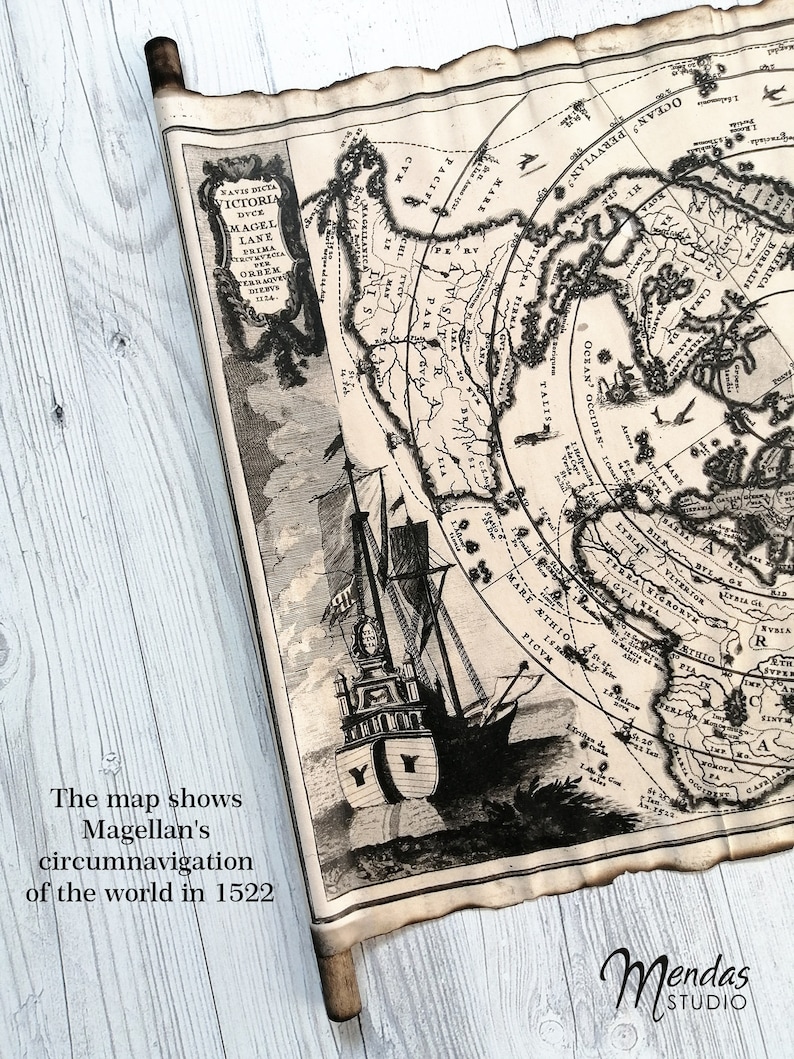 Map of Magellan's Voyage Around the World in 1522, World Map Shows ...