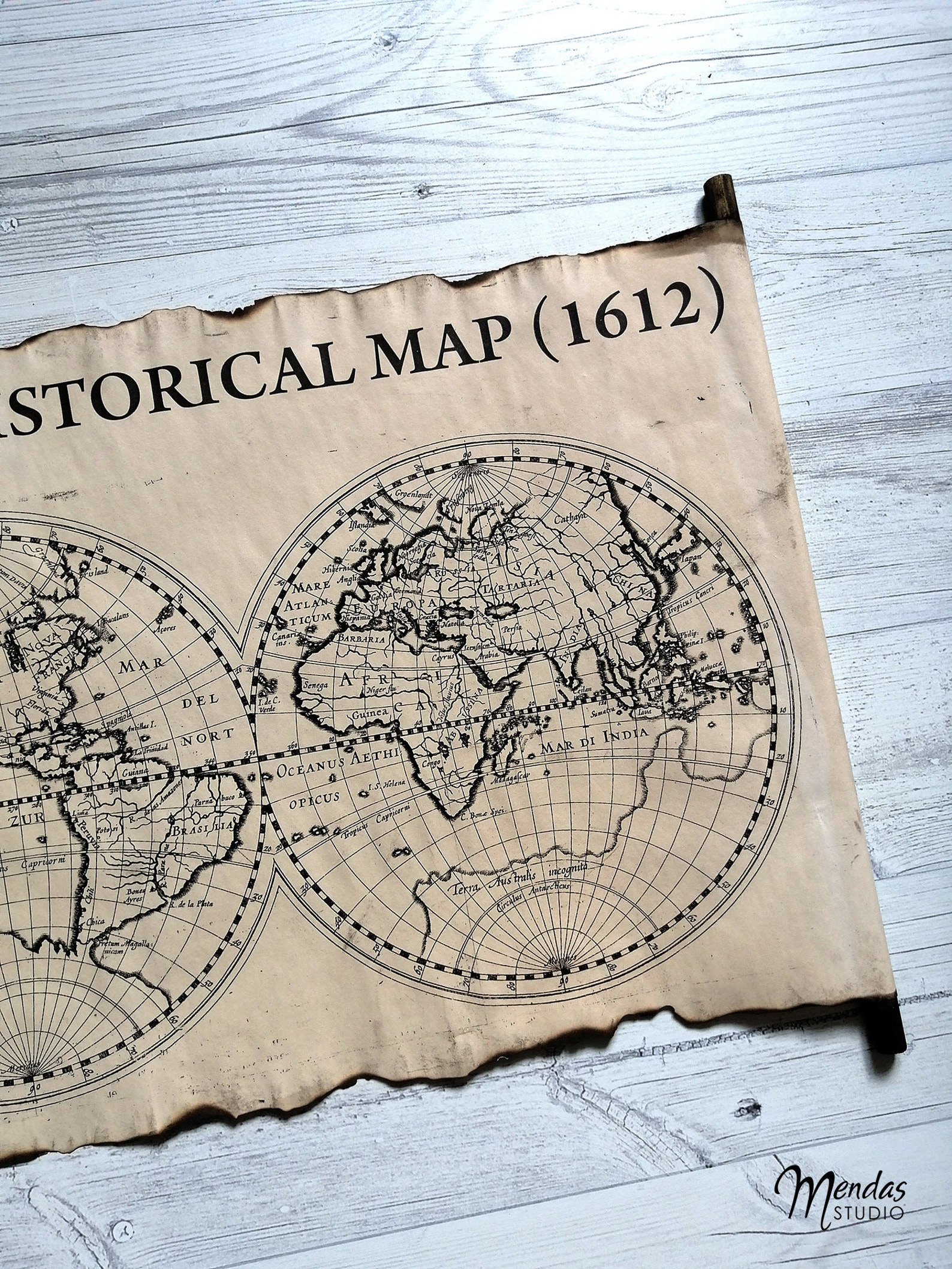 World Historical Map (1612) Scroll, Old World Map, Vintage World Map on ...