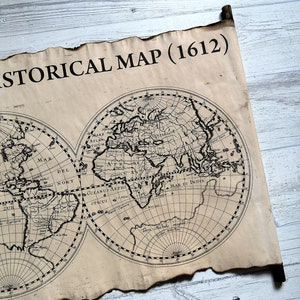 World Historical Map (1612) Scroll, Old World Map, Vintage World Map on ...