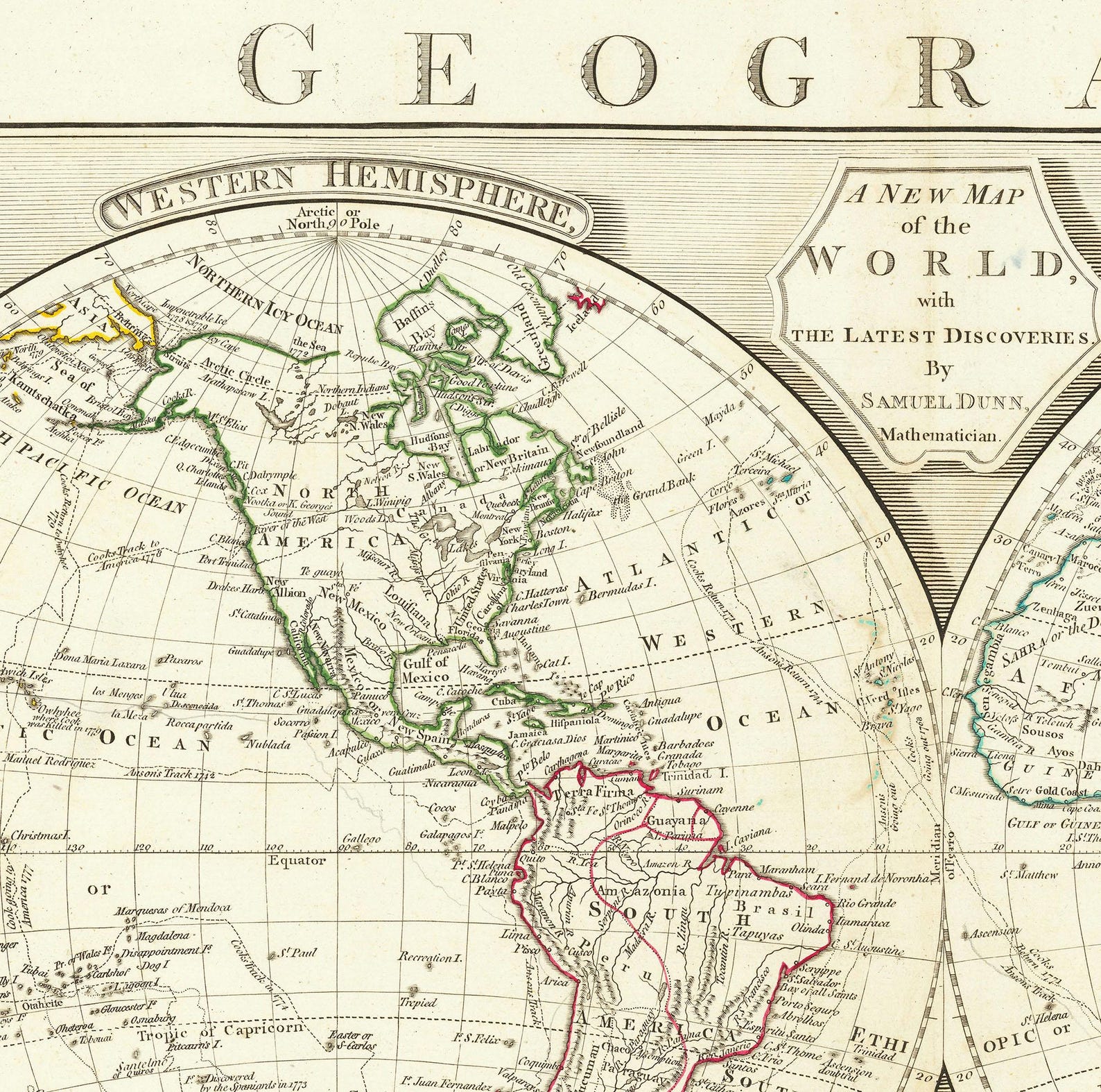Map of the World 1794. by Cartographer Samuel Dunn, Geography or ...