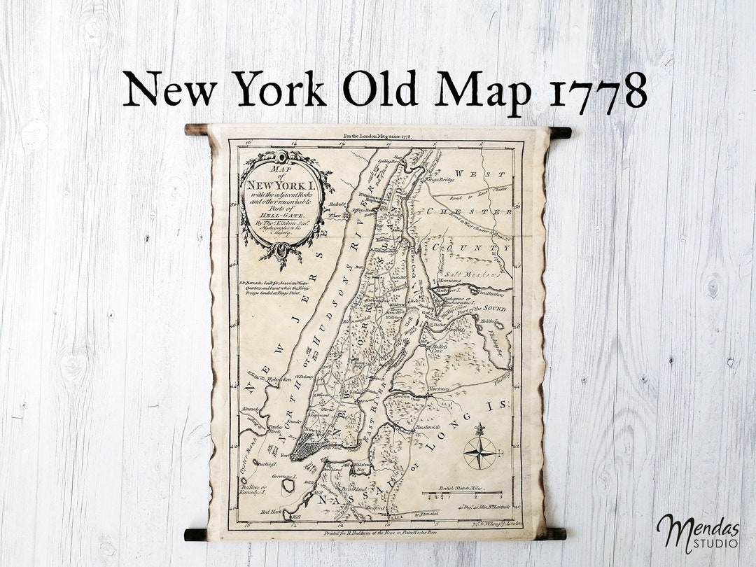 NEW YORK Old Map 1778 Scroll Poster, Revolutionary War-era Map of ...