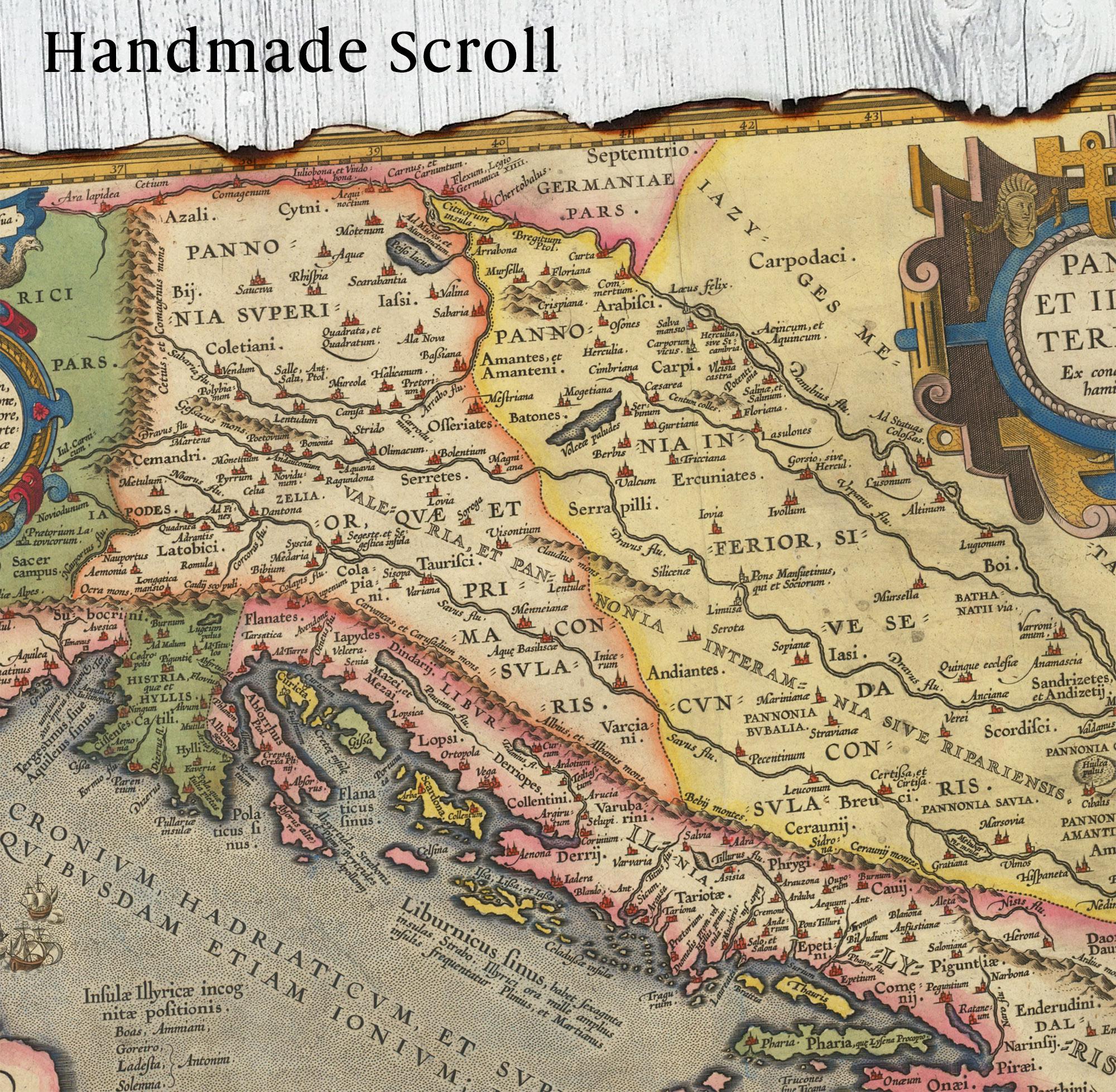 Map of Pannonia and Illyria 1590, Old Map of Southeastern Europe ...