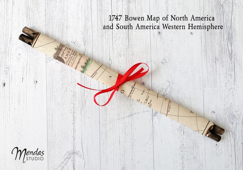 1747 Bowen Map of North America and South America, Antique Map of ...