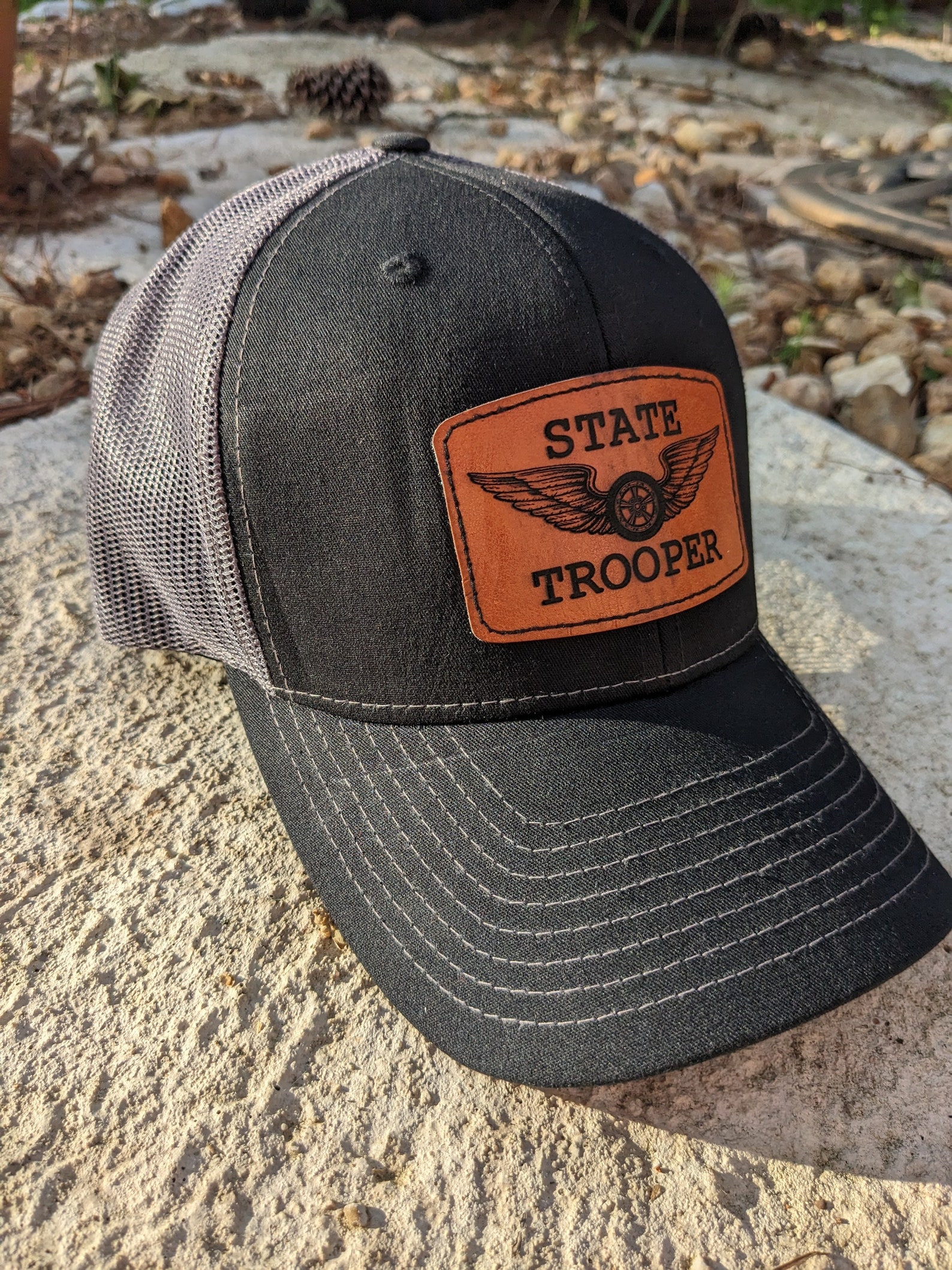 State Trooper Leather Patch Trucker Hat florida Highway Patrol - Etsy