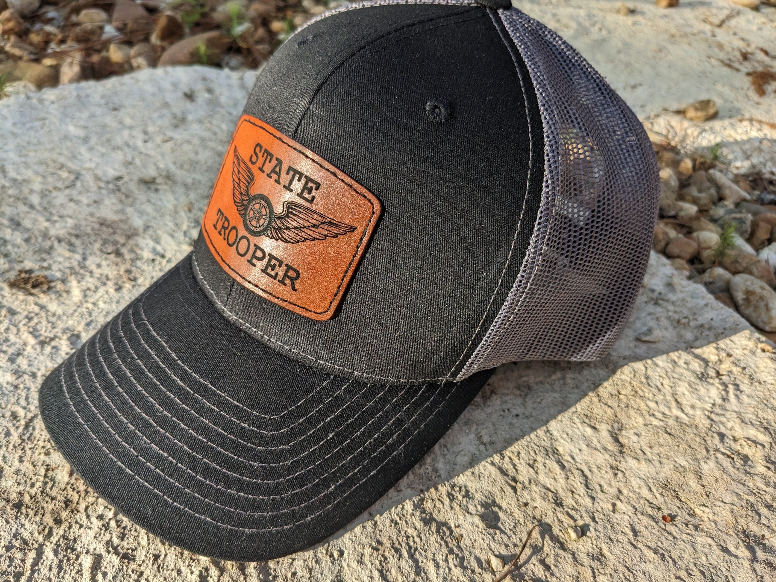 State Trooper Leather Patch Trucker Hat florida Highway Patrol - Etsy