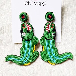 Green Alligator Beaded Earrings: Florida Gator Game Day Jewelry - Etsy