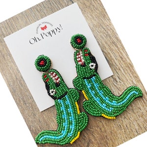 Green Alligator Beaded Earrings: Florida Gator Game Day Jewelry - Etsy