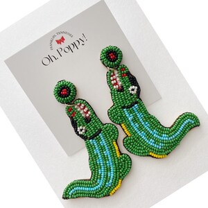 Green Alligator Beaded Earrings: Florida Gator Game Day Jewelry - Etsy