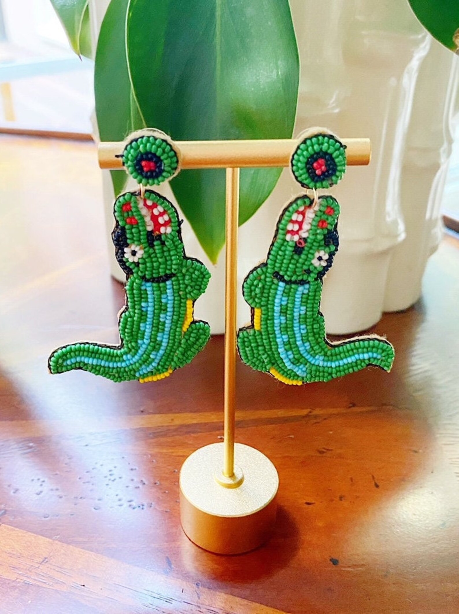 Green Alligator Beaded Earrings: Florida Gator Game Day Jewelry - Etsy