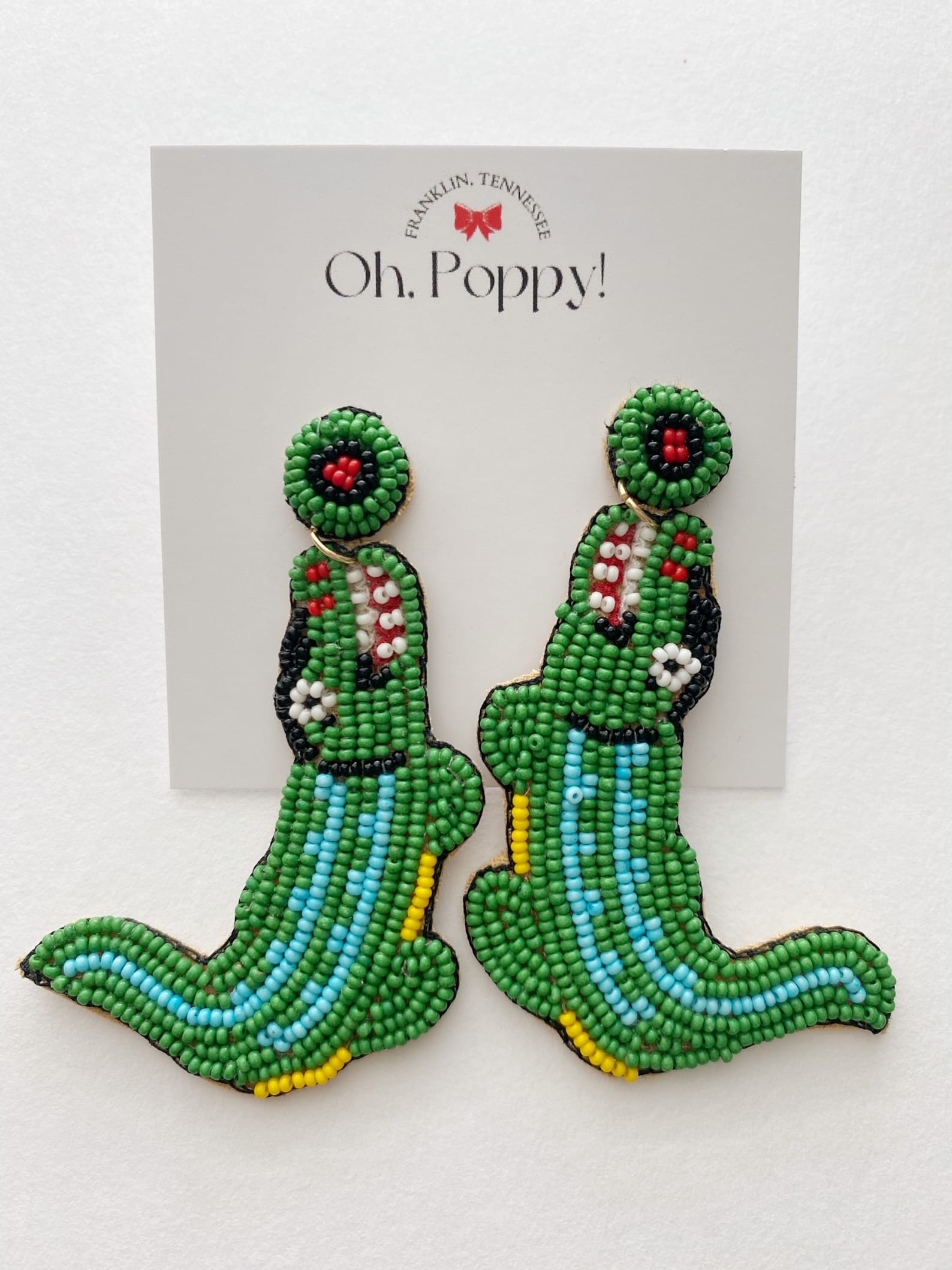 Green Alligator Beaded Earrings: Florida Gator Game Day Jewelry - Etsy
