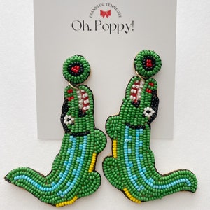 Green Alligator Beaded Earrings: Florida Gator Game Day Jewelry - Etsy