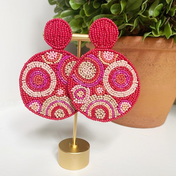 Beaded Statement Earrings - Etsy