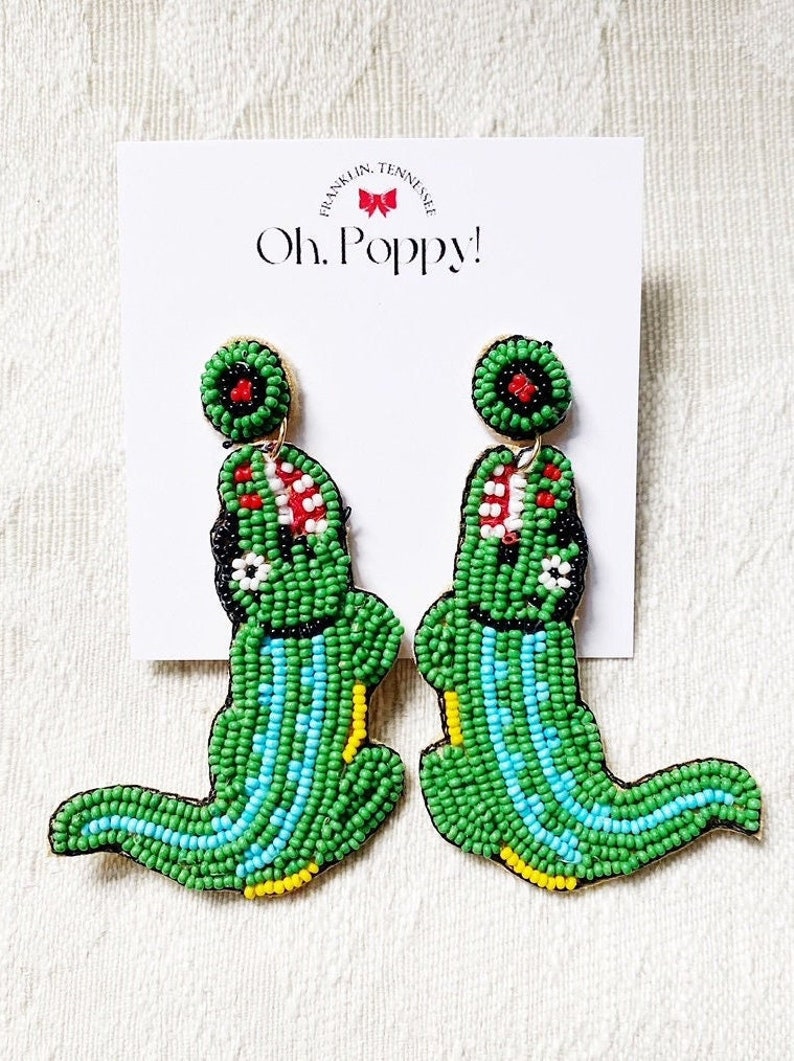 Green Alligator Beaded Earrings: Florida Gator Game Day Jewelry - Etsy
