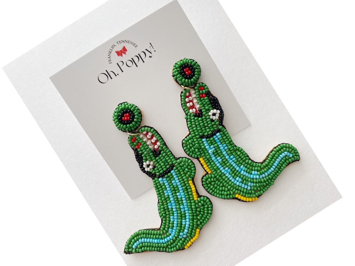 Green Alligator Beaded Earrings: Florida Gator Game Day Jewelry - Etsy