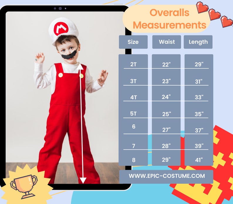 Fire Mario Costume Kids, Power up 4 Piece Video Game Outfit. - Etsy
