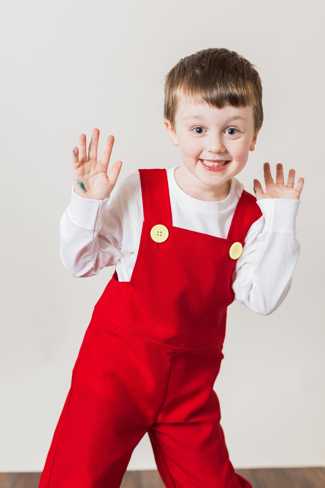 Fire Luigi Red Overalls ONLY, Unisex, Bubble Mario, Halloween Costume ...