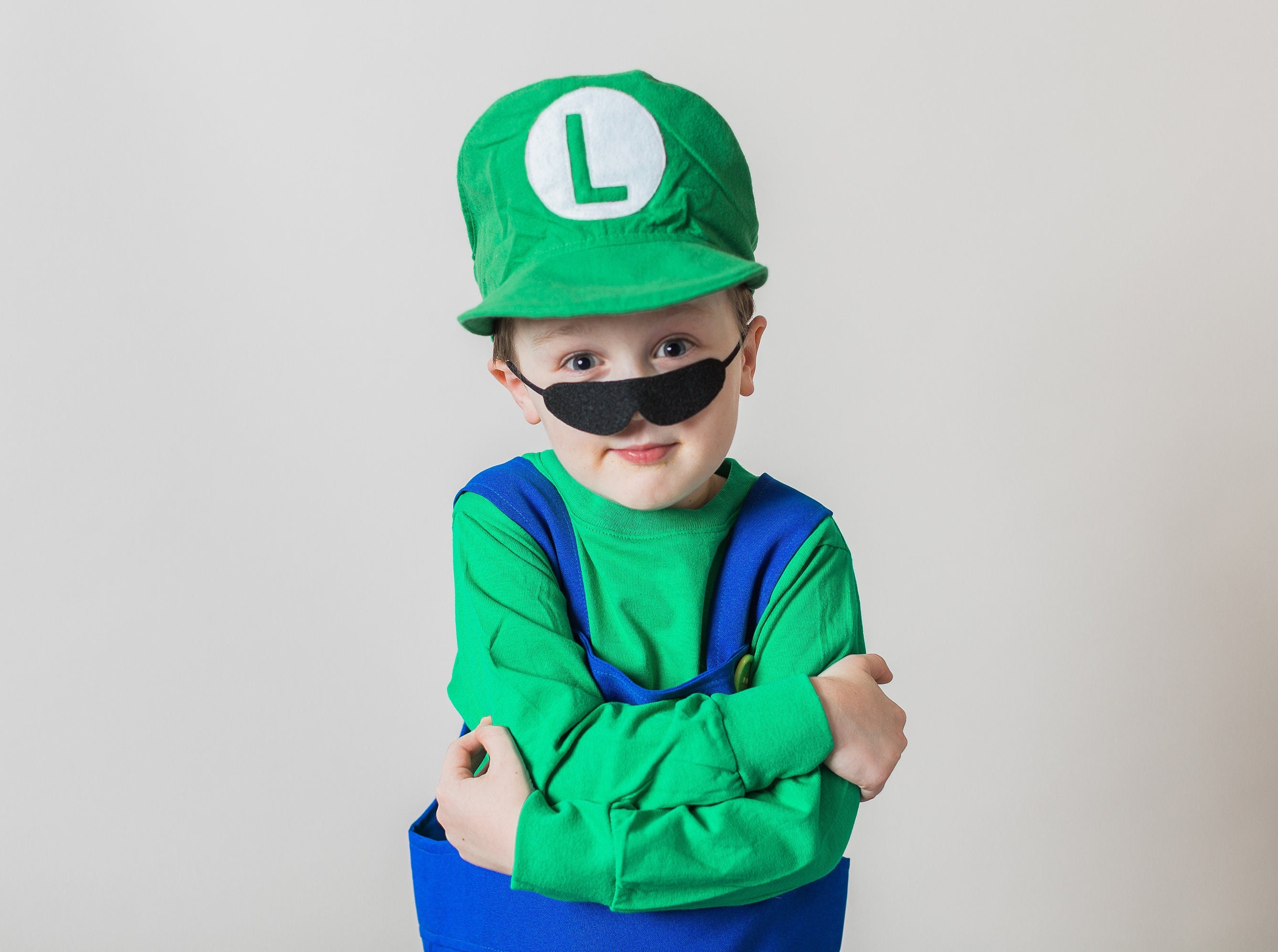 Luigi Kids Costume, 4 Piece Set, Super Mario Video Game Party Outfit - Etsy