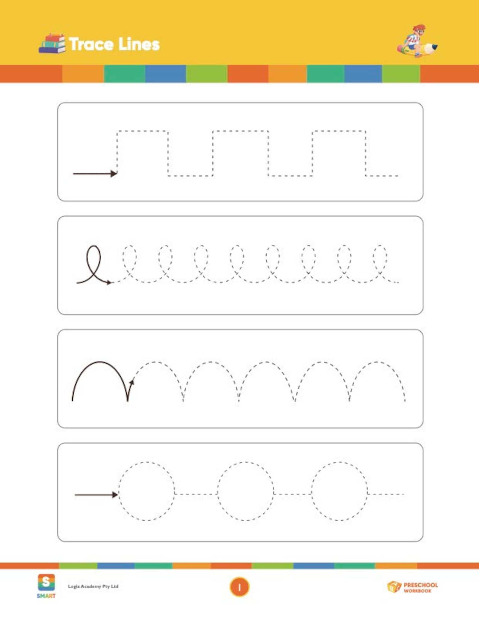 Printable Line Tracing Worksheets - 6 Pages (for Preschoolers) - Etsy