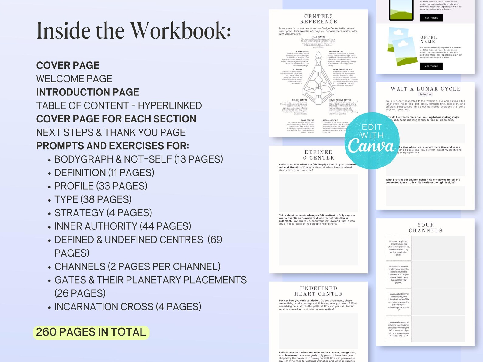 Human Design Workbook Template: Client Guide & Chart (canva Template ...
