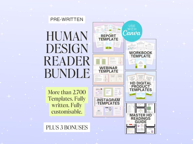 Human Design Canva Template Bundle: Report, Workbook, Instagram ...
