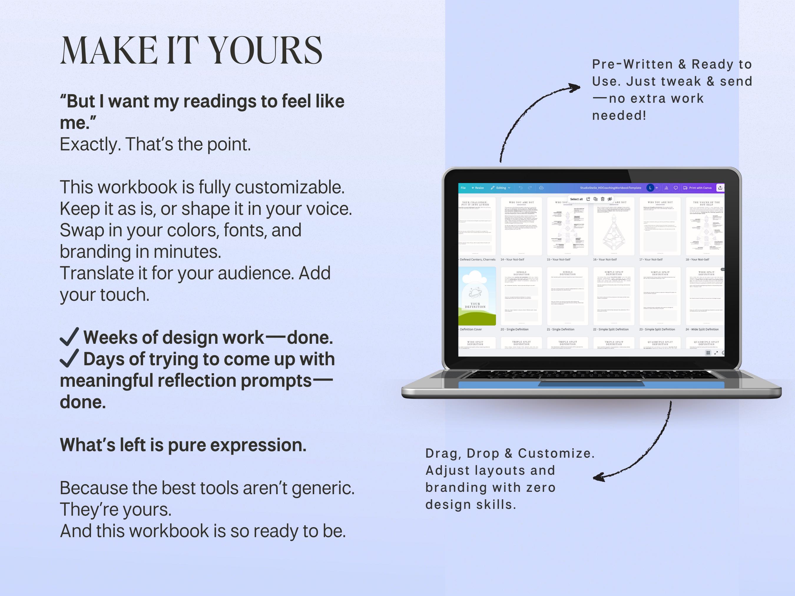 Human Design Workbook Template: Client Guide & Chart (editable in Canva ...