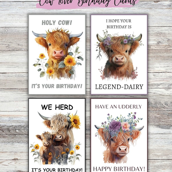 Printable Cow Birthday Card - Etsy