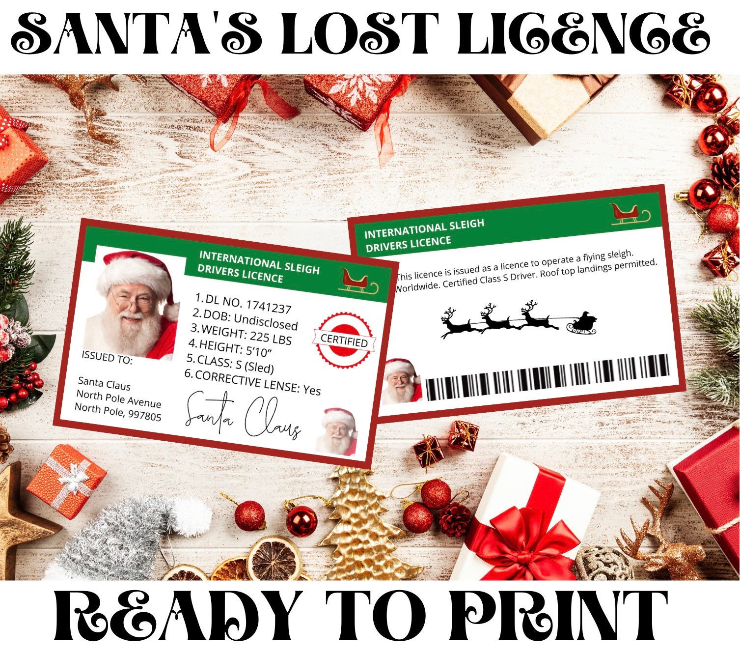 Santa's Lost Drivers Licence Sleigh Licence Santa - Etsy Australia