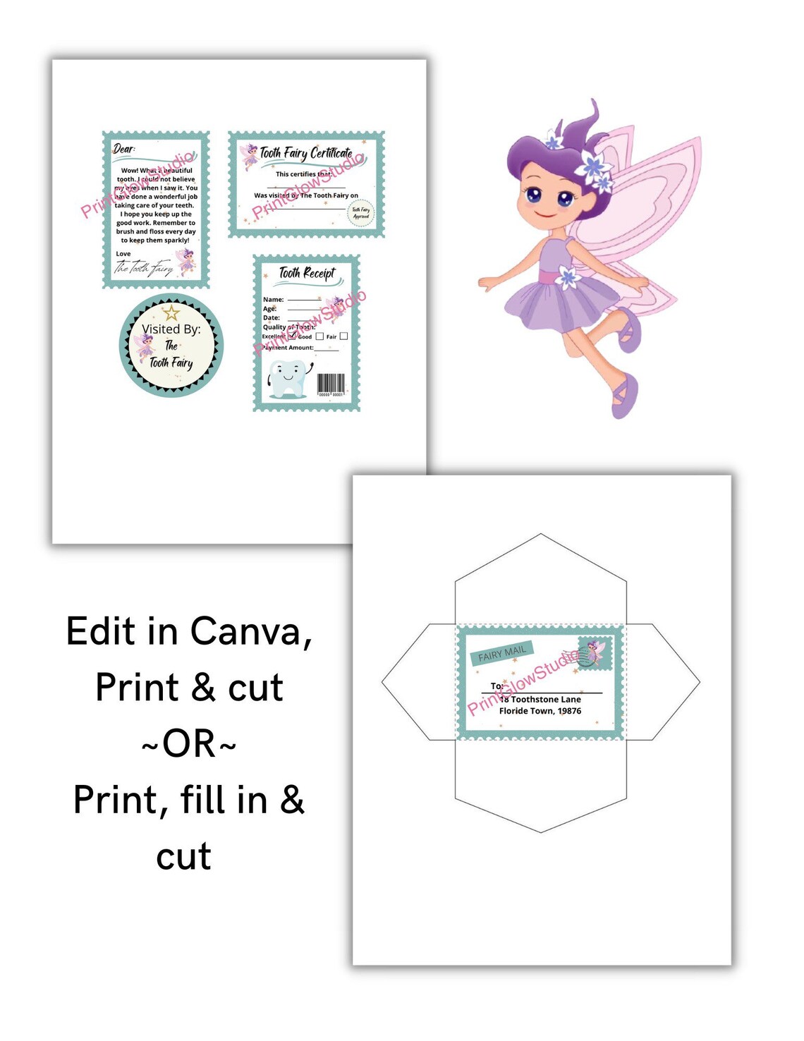 MINI Tooth Fairy Letter & Envelope Kit for Children INSTANT - Etsy