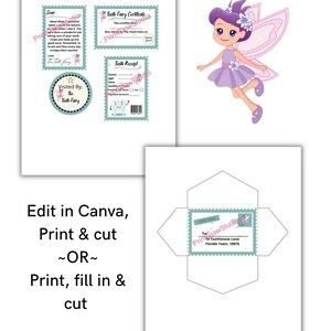 MINI Tooth Fairy Letter & Envelope Kit for Children | INSTANT Edit ...