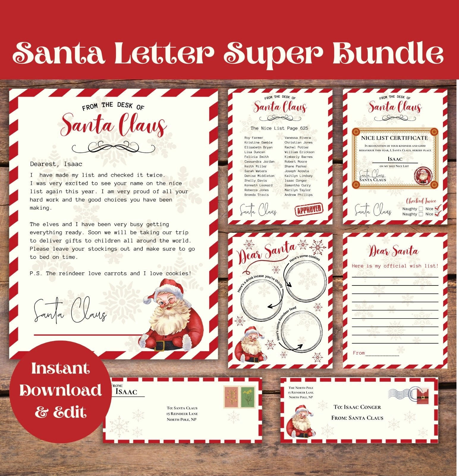 Letter From Santa BUNDLE Instant Download Personalized - Etsy