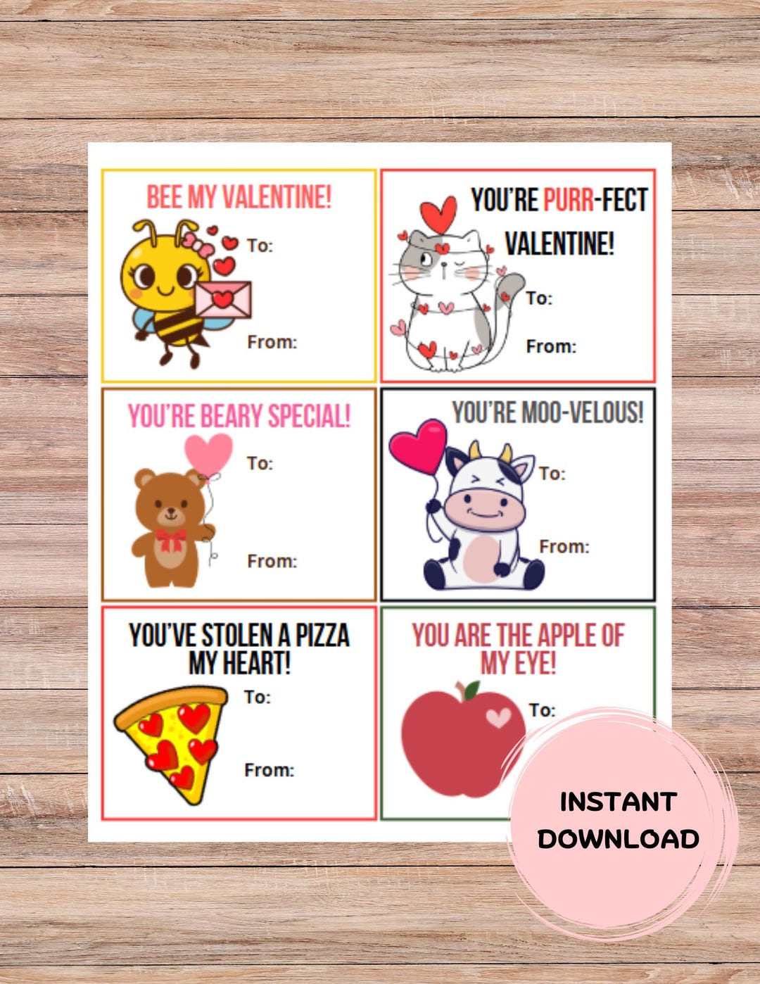 Valentine's Day Cards | Kids | Classmates | Funny | Instant Download ...