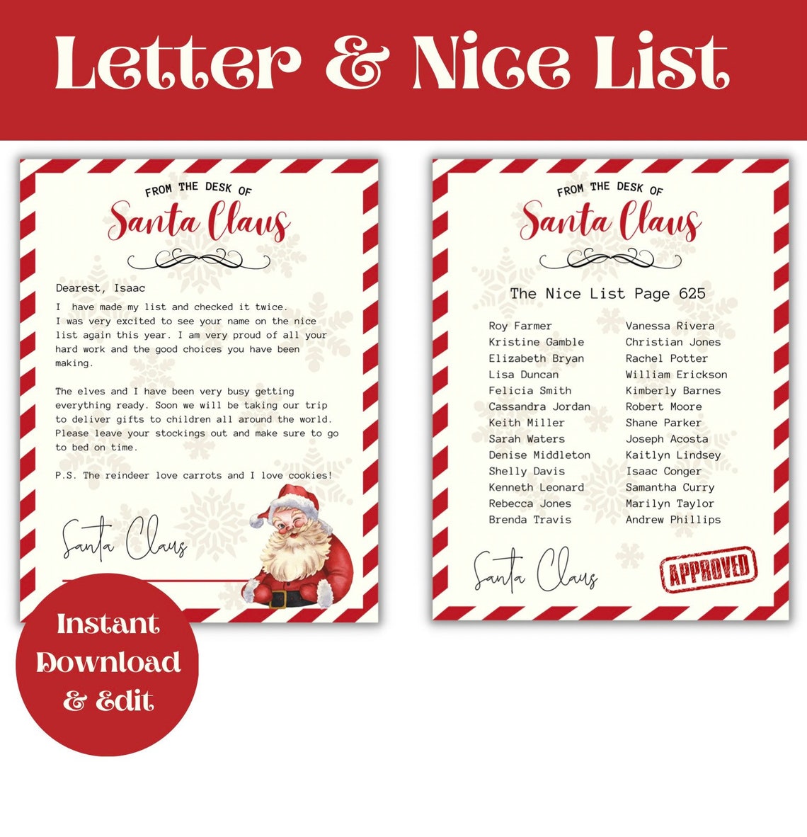 Letter From Santa BUNDLE | Instant Download | Personalized | Editable ...