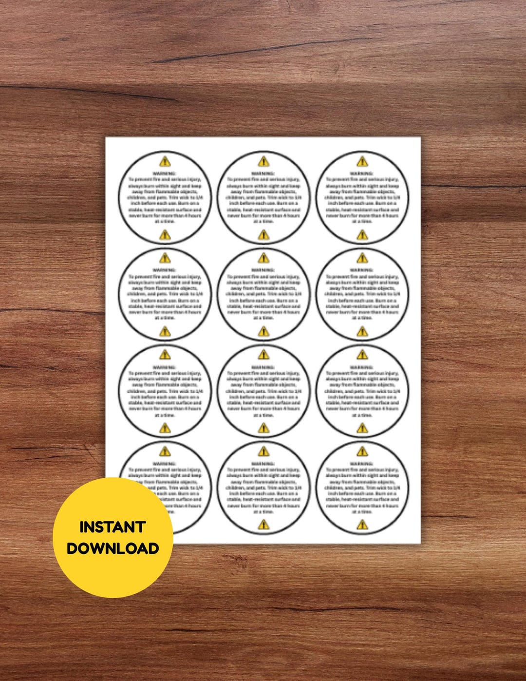 Candle Warning Labels | Printable Labels | 2.5 Inch Labels | Safety ...