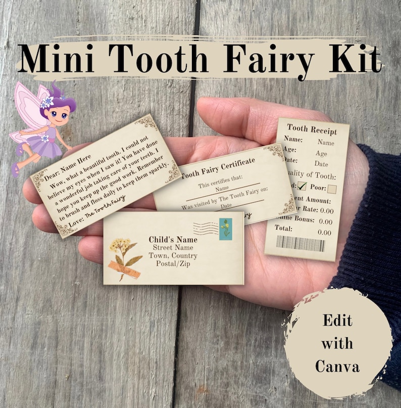Mini Tooth Fairy Letter Kit Lost Tooth Letter Fairy Mail Editable ...