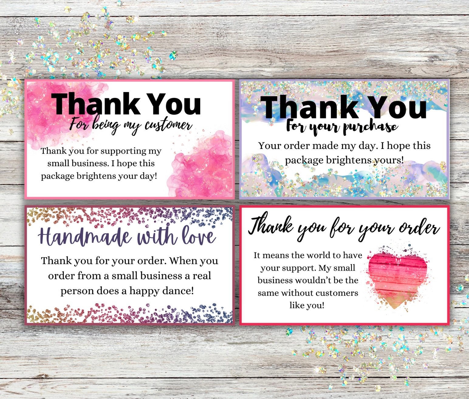 Small Business Thank You Cards Instant Download Customer Notes Package ...