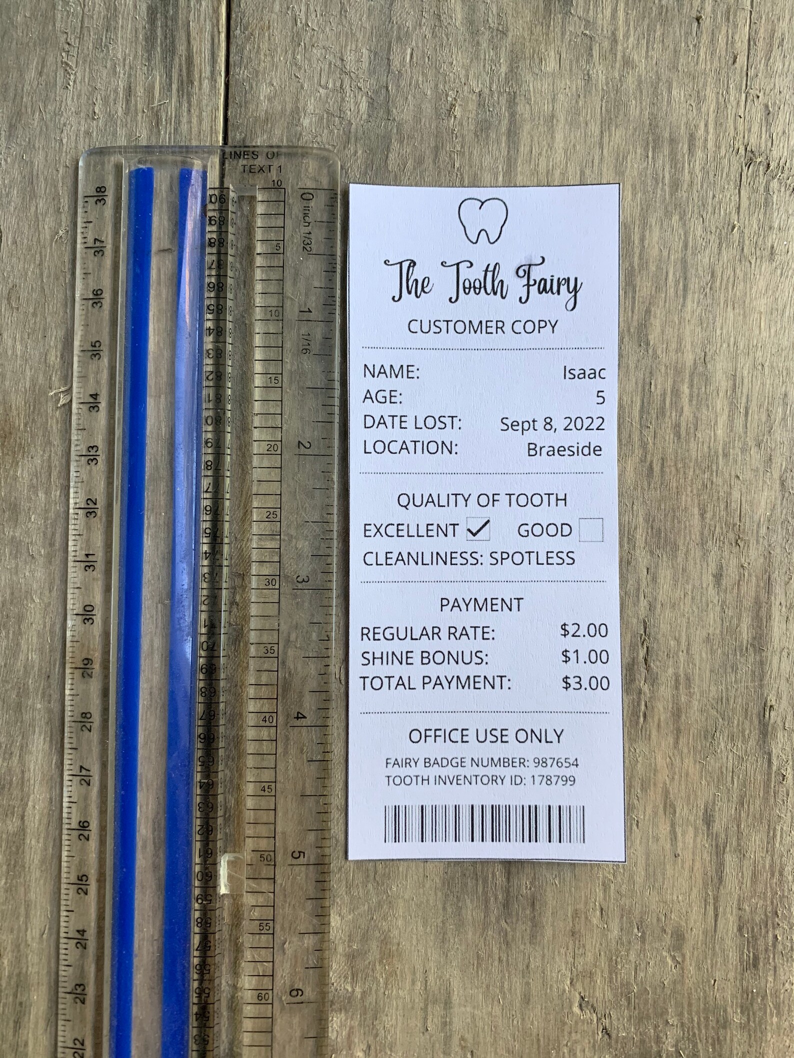 Tooth Fairy Receipt Instant Download Printable Tooth Receipt Editable ...