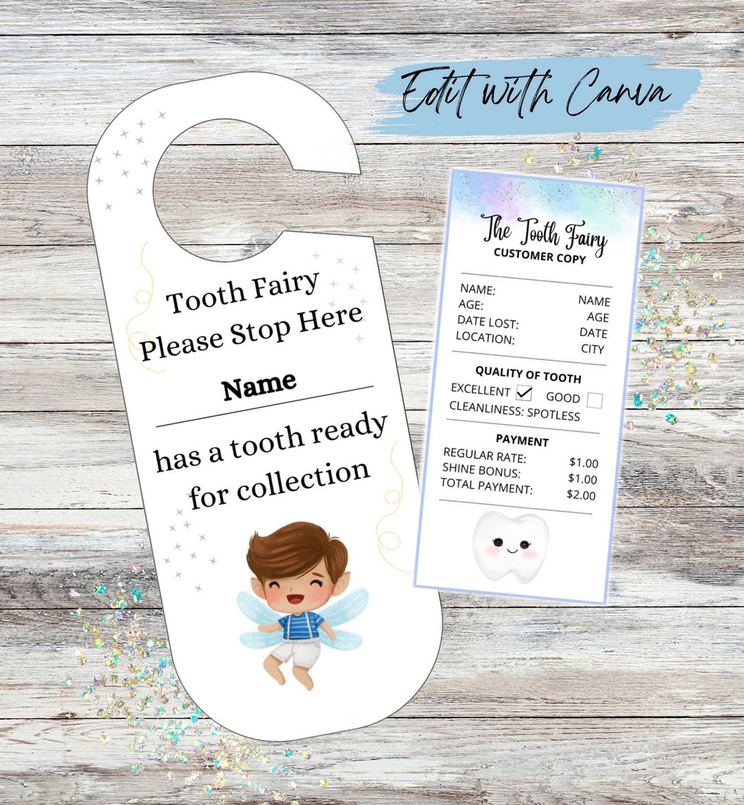 Lost Tooth Receipt | Tooth Fairy Mail | Door Hanger | Letter | Editable ...