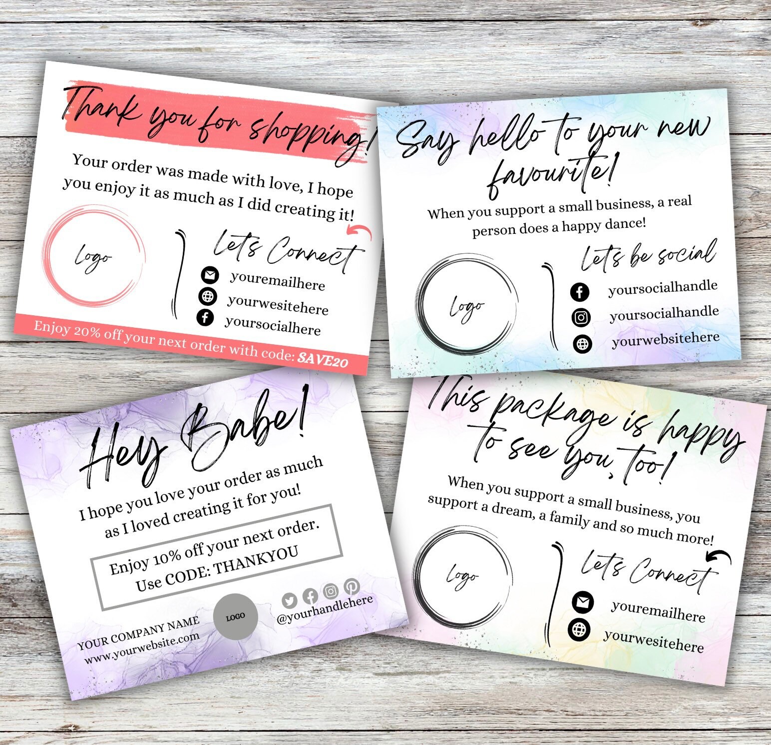 Small Business Thank You for You Order Cards | Editable Package Inserts ...