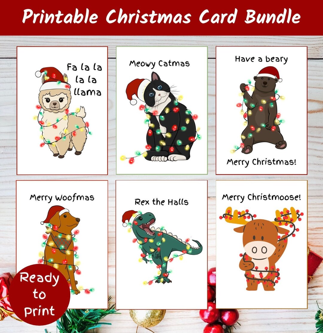 Christmas Card Bundle | Instant Download | Printable | Funny | Digital ...