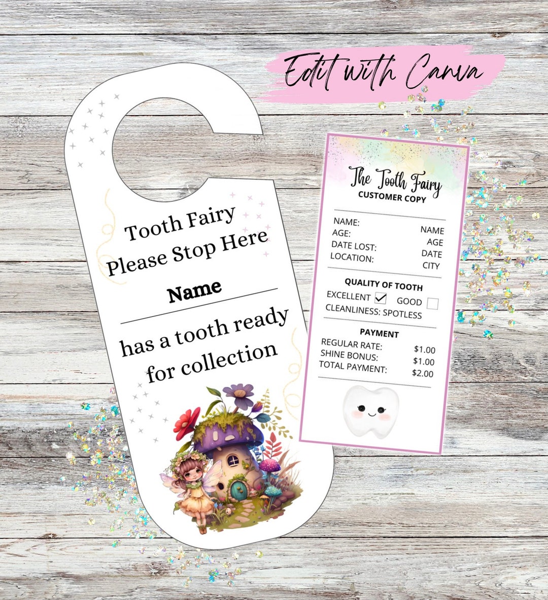 Tooth Fairy Receipt Kit | Door Hanger | Lost Tooth Certificate | Fairy ...
