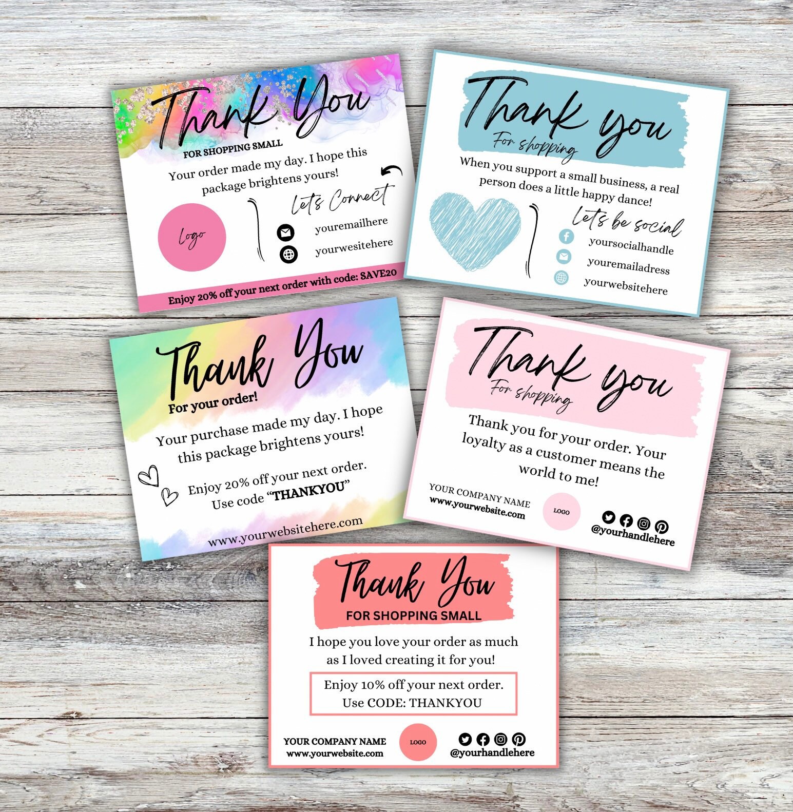 Small Business Customer Thank You Cards | Canva | Editable | Package ...