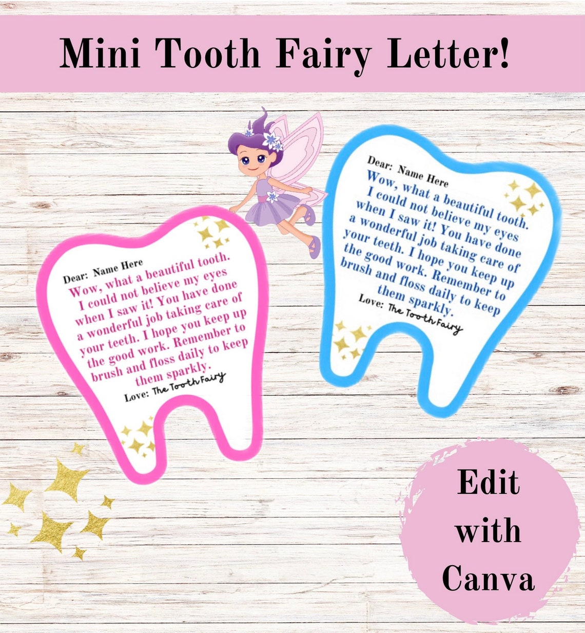 Mini Tooth Fairy Letter Lost Tooth Template Instant - Etsy