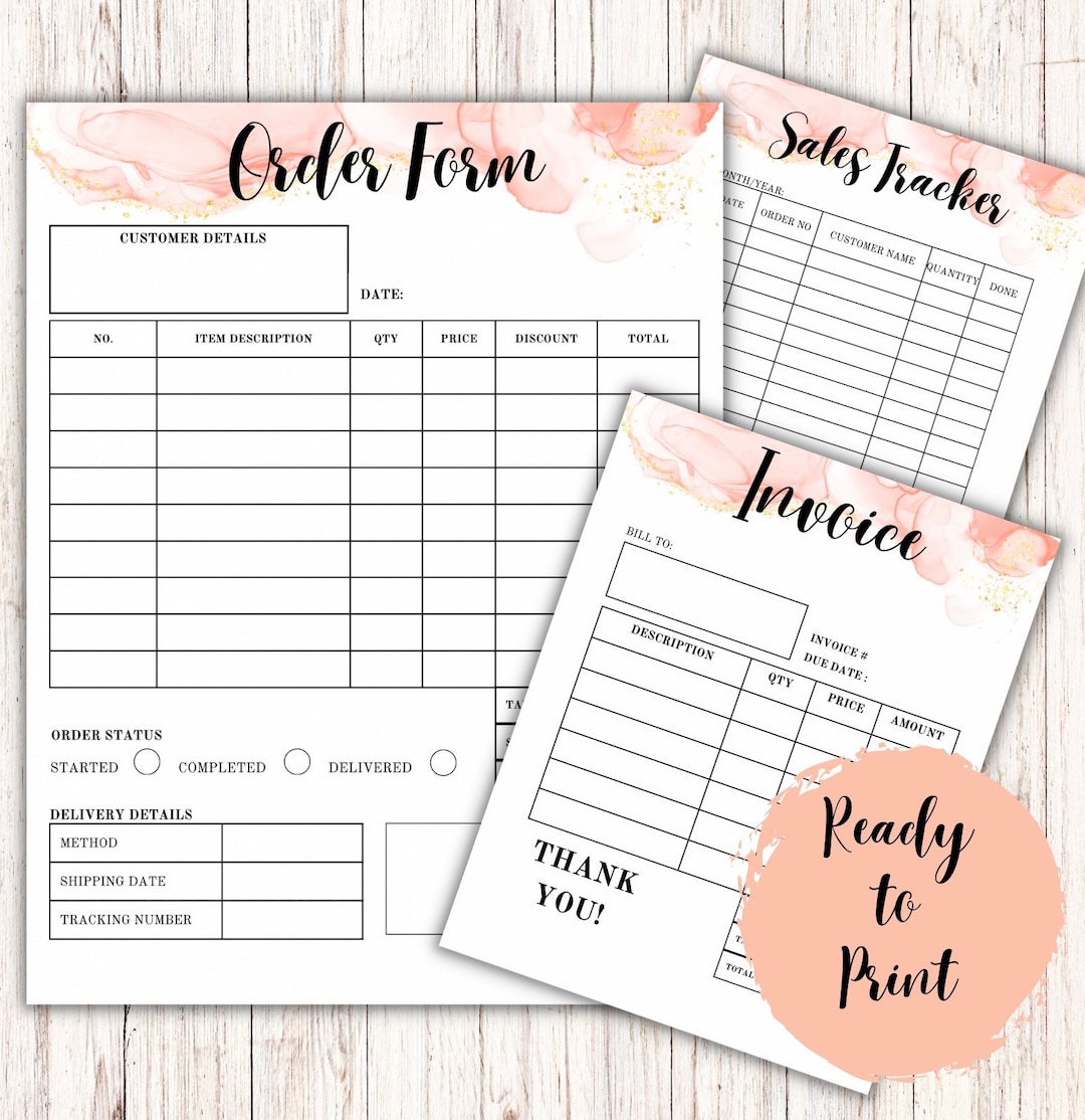 Small Business Order Form | Invoice | Tracker | Instant Download | Fill ...