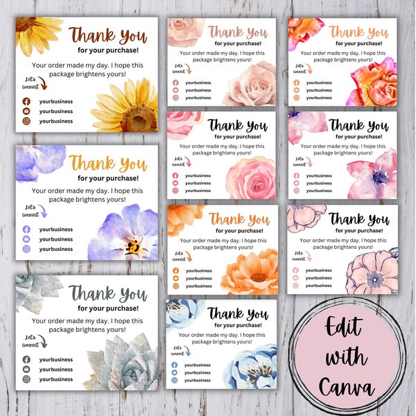 Thank You Card Inserts Digital - Etsy