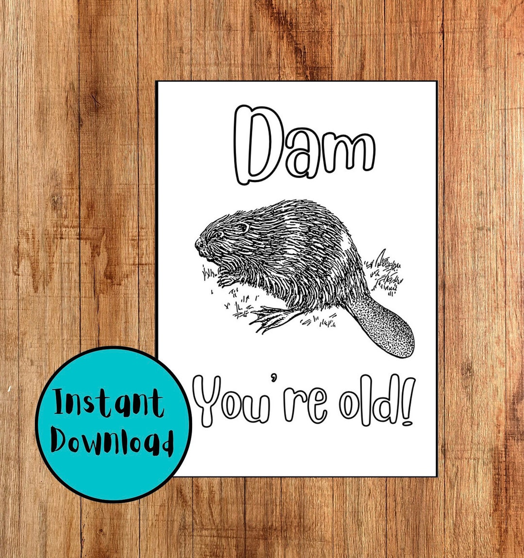 Funny Beaver Birthday Card | Punny | Digital Download | Printable ...