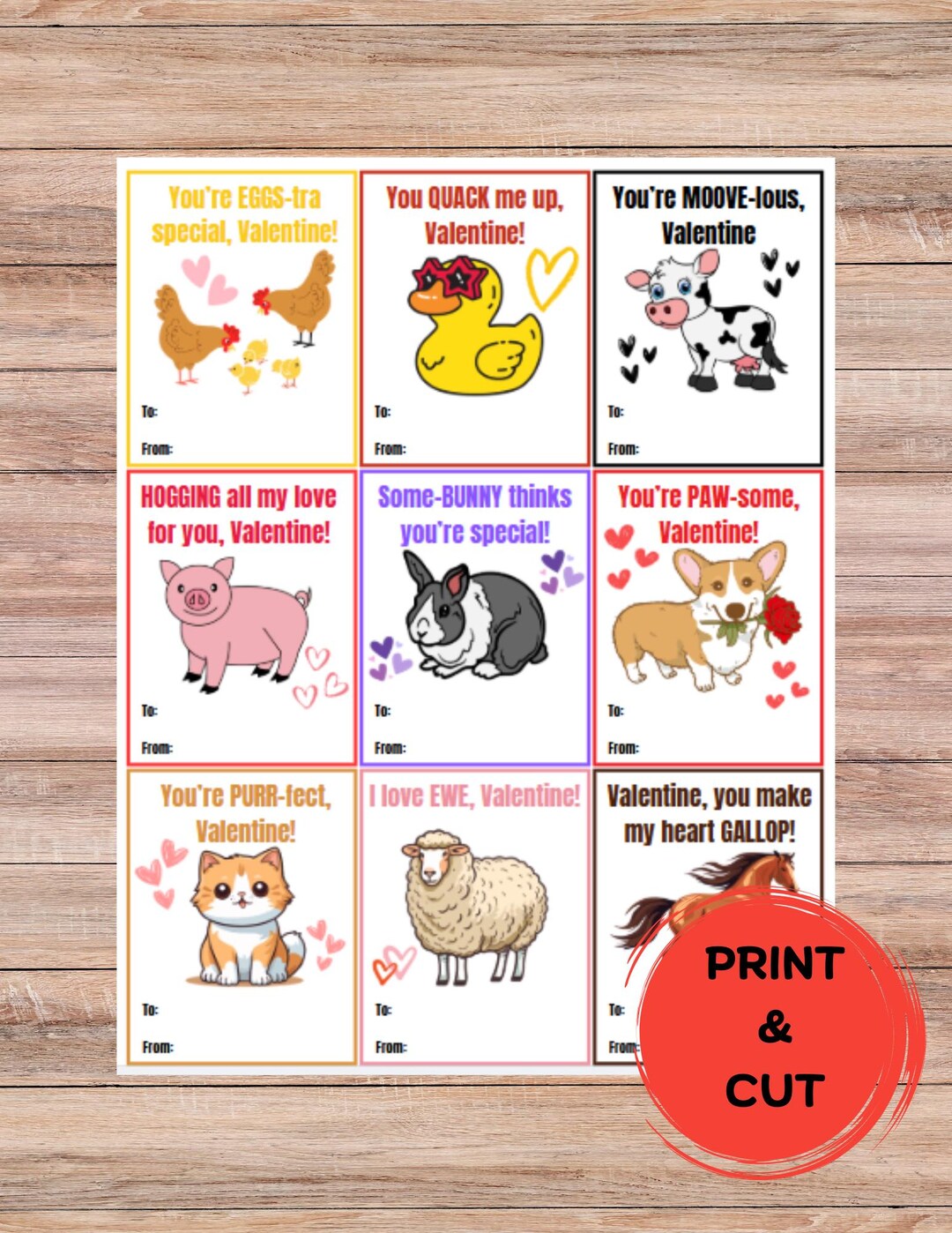 Kids Printable Valentines | Instant Download | Classmates | Happy ...