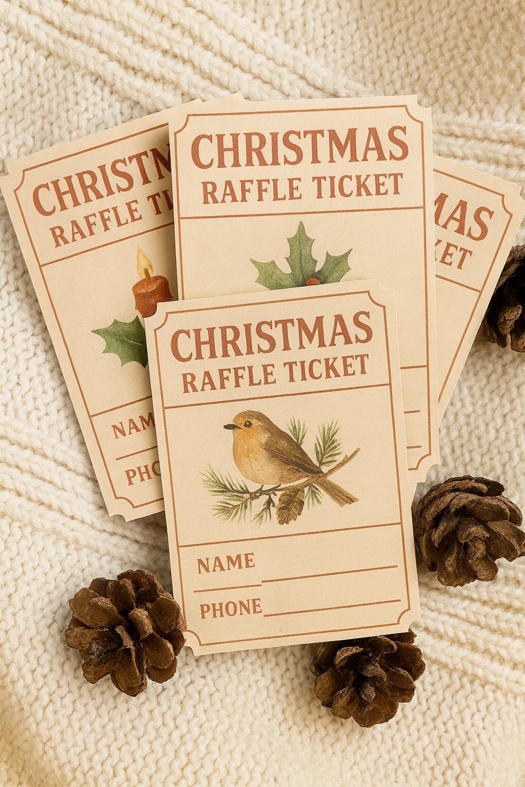 Christmas Raffle Tickets Printable | 8 per Sheet | Holiday Raffle ...