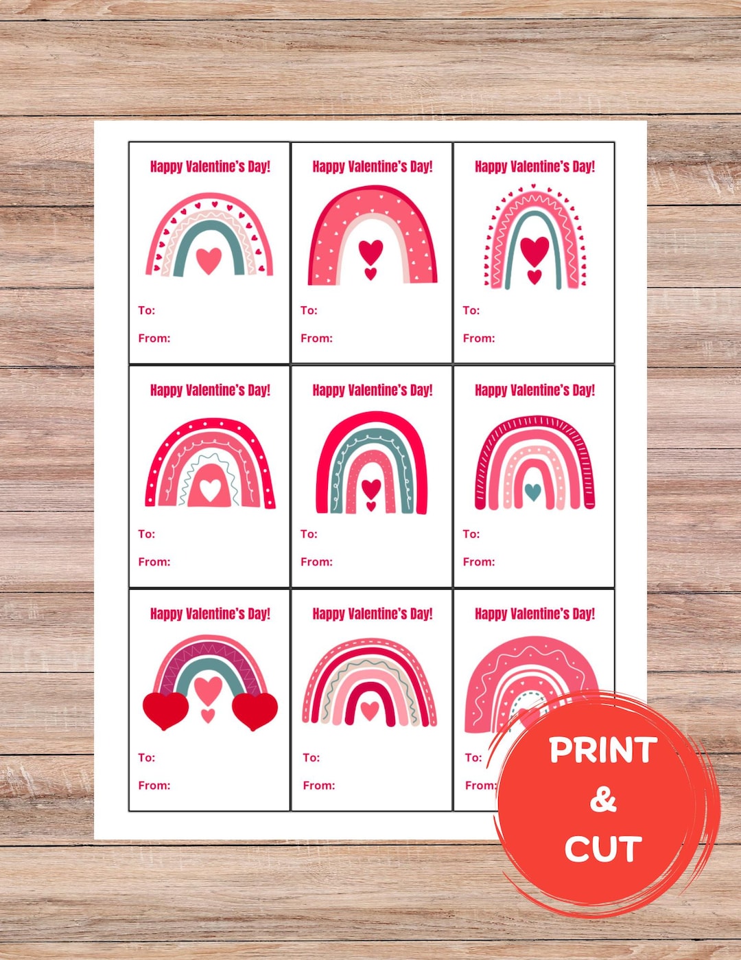 Valentines Day Cards | Valentines for Kids | Boho Rainbow | DIY ...